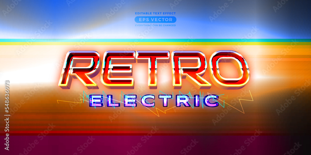 Retro electric editable text effect style with vibrant theme concept ...