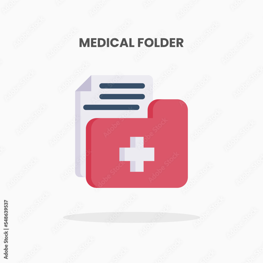 Medical Folder icon flat. Vector illustration on white background. Can ...