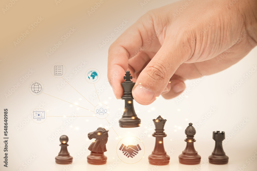 Plan strategy ideas and tactics. Chess board game for concept and ...