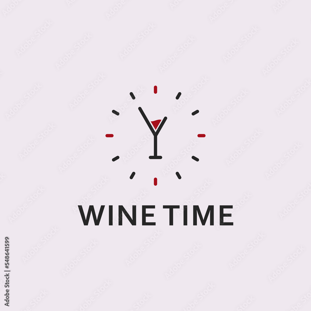 Wine time logo design inspiration Stock Vector | Adobe Stock