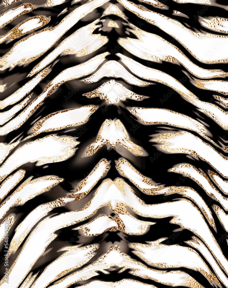 Zebra print background design with natural animal texture and gold ...