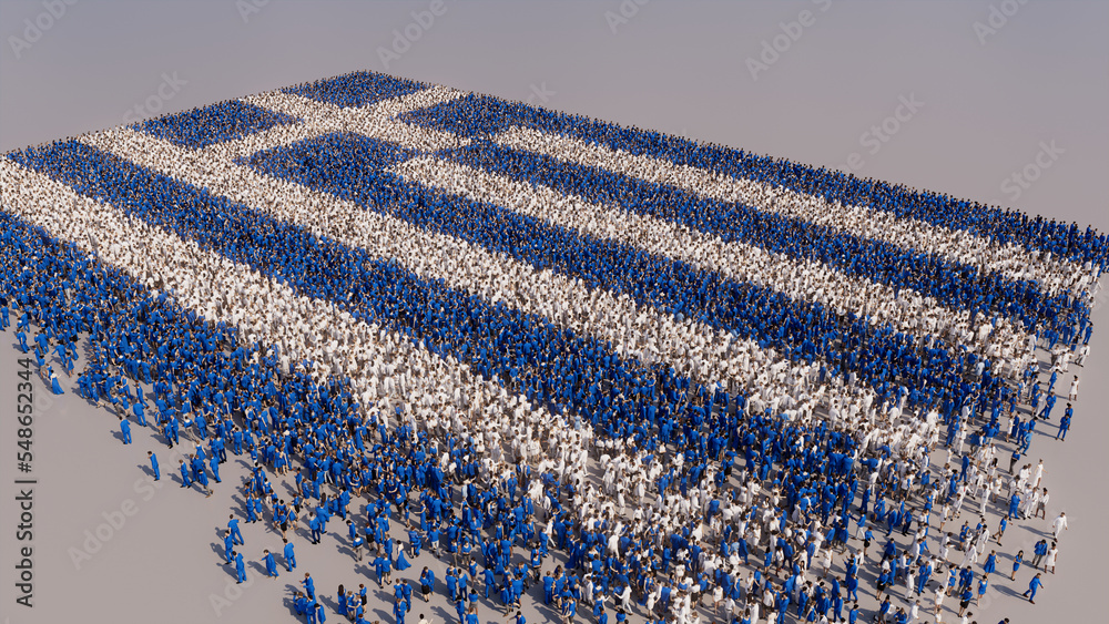 Greek Flag formed from a Crowd of People. Banner of Greece on White ...