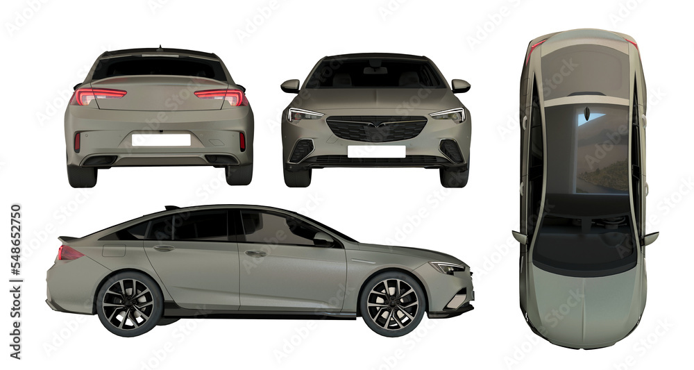 Car all sides view isolated on white, tinted glass - collection of all ...