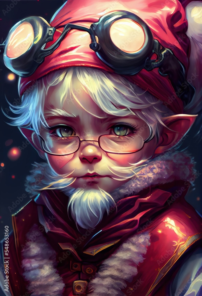 Fantasy cute Santa Claus Boy. Merry Christmas. Kids Manga Comic style ...