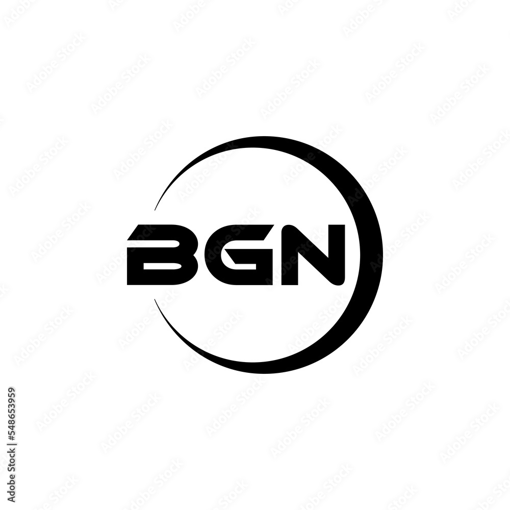 BGN letter logo design with white background in illustrator, cube logo ...