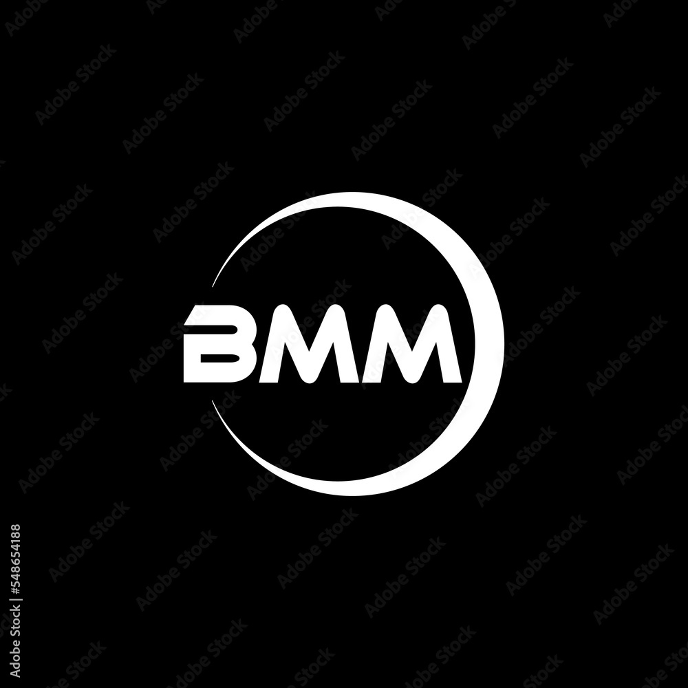 BMM letter logo design with black background in illustrator, cube logo ...