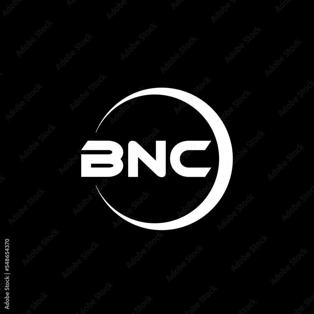 BNC letter logo design with black background in illustrator, cube logo ...