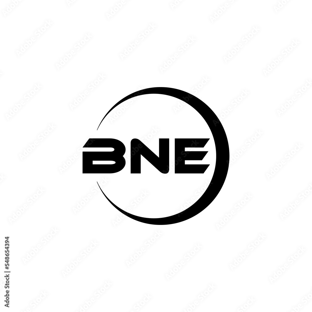 BNE letter logo design with white background in illustrator, cube logo ...