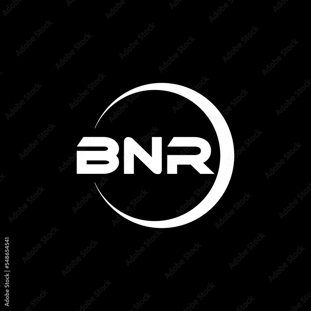 BNR letter logo design with black background in illustrator, cube logo ...