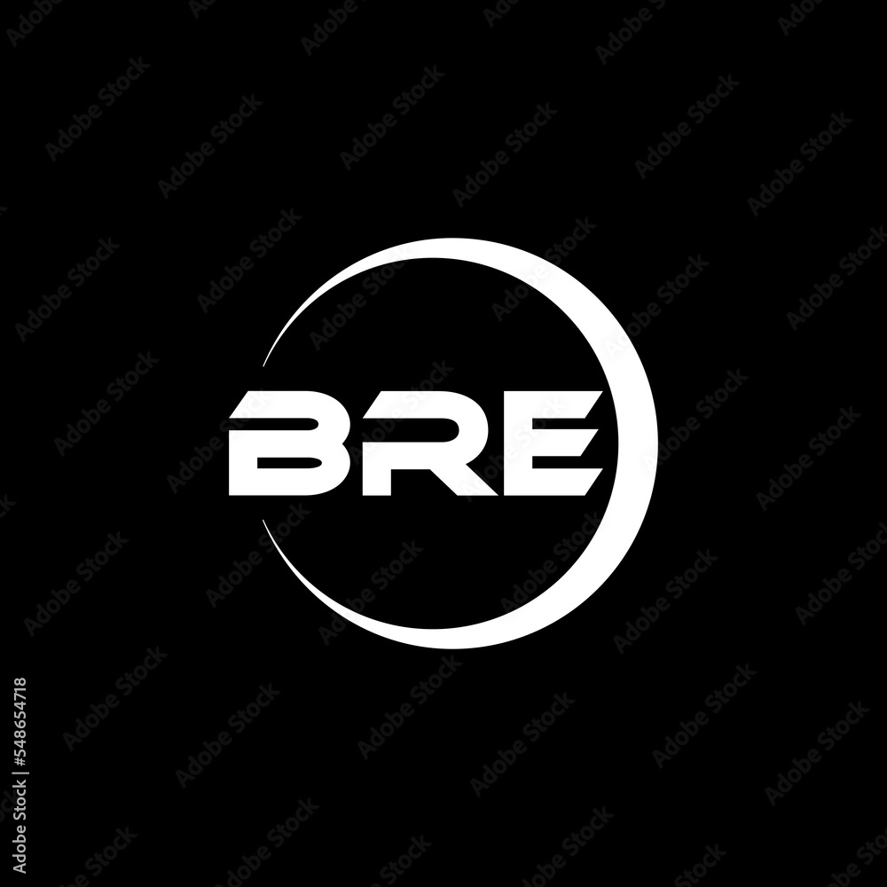 BRE letter logo design with black background in illustrator, cube logo ...