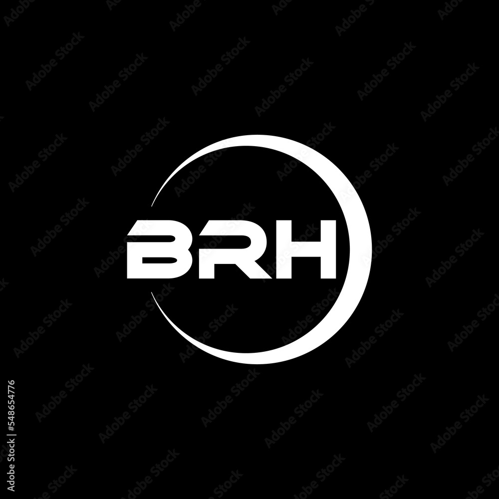 BRH letter logo design with black background in illustrator, cube logo ...