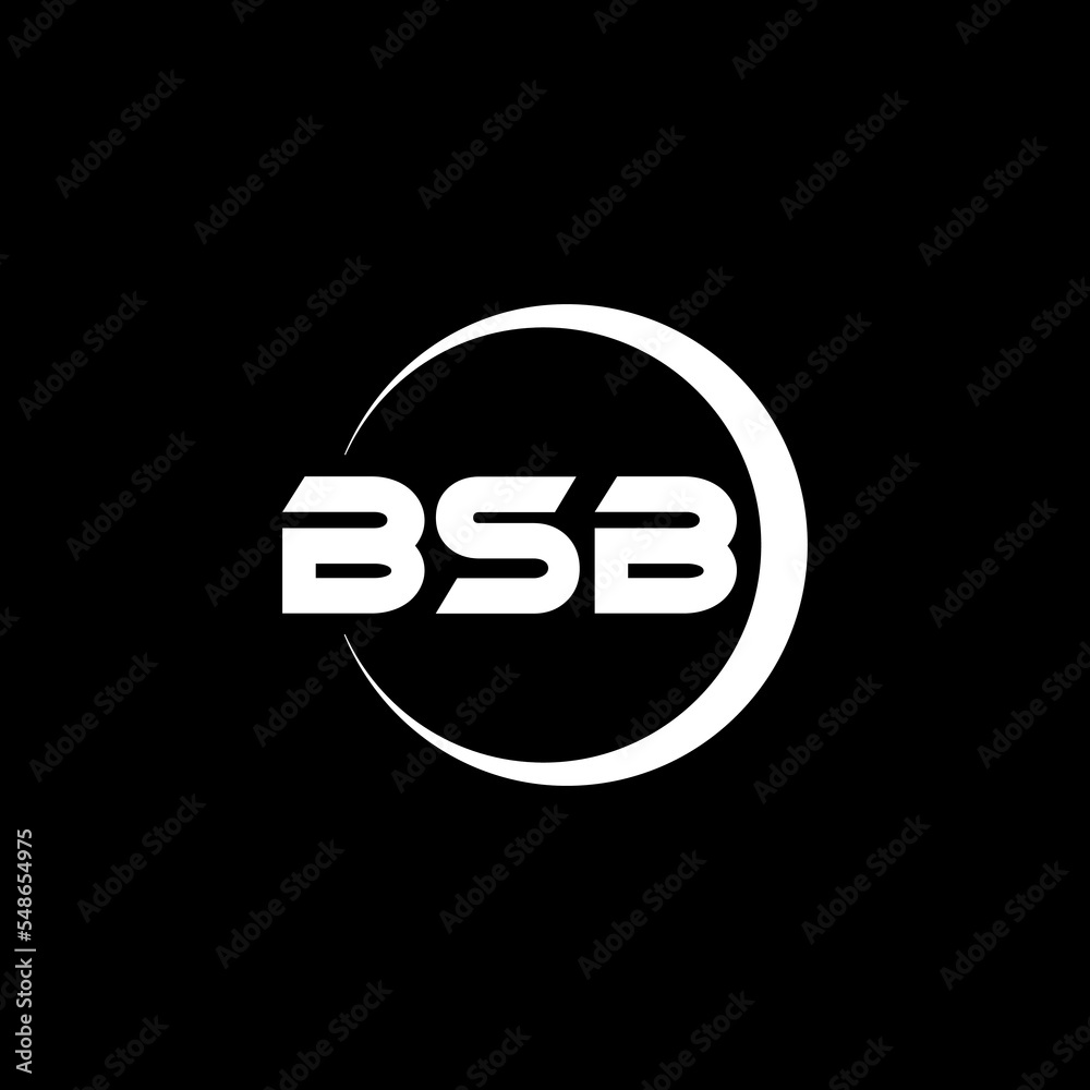 BSB letter logo design with black background in illustrator, cube logo ...