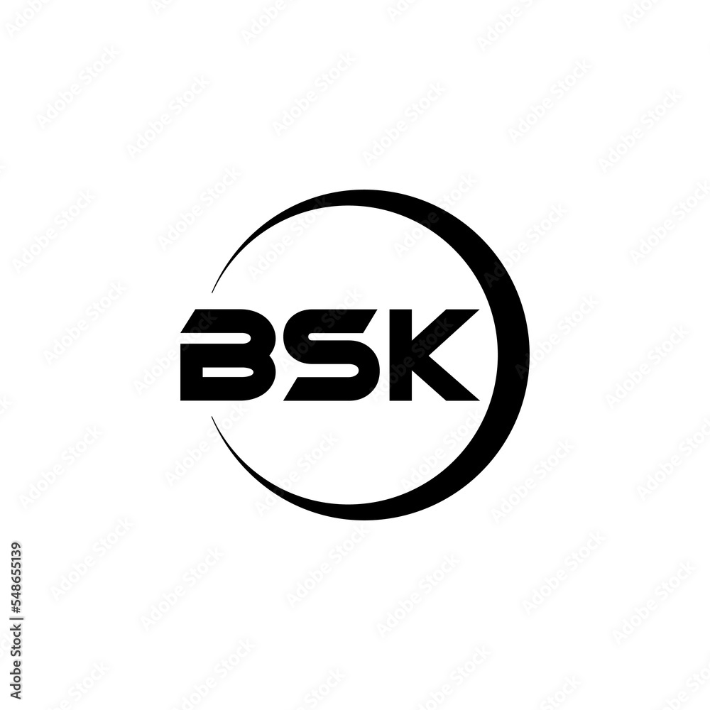 BSK letter logo design with white background in illustrator, cube logo ...