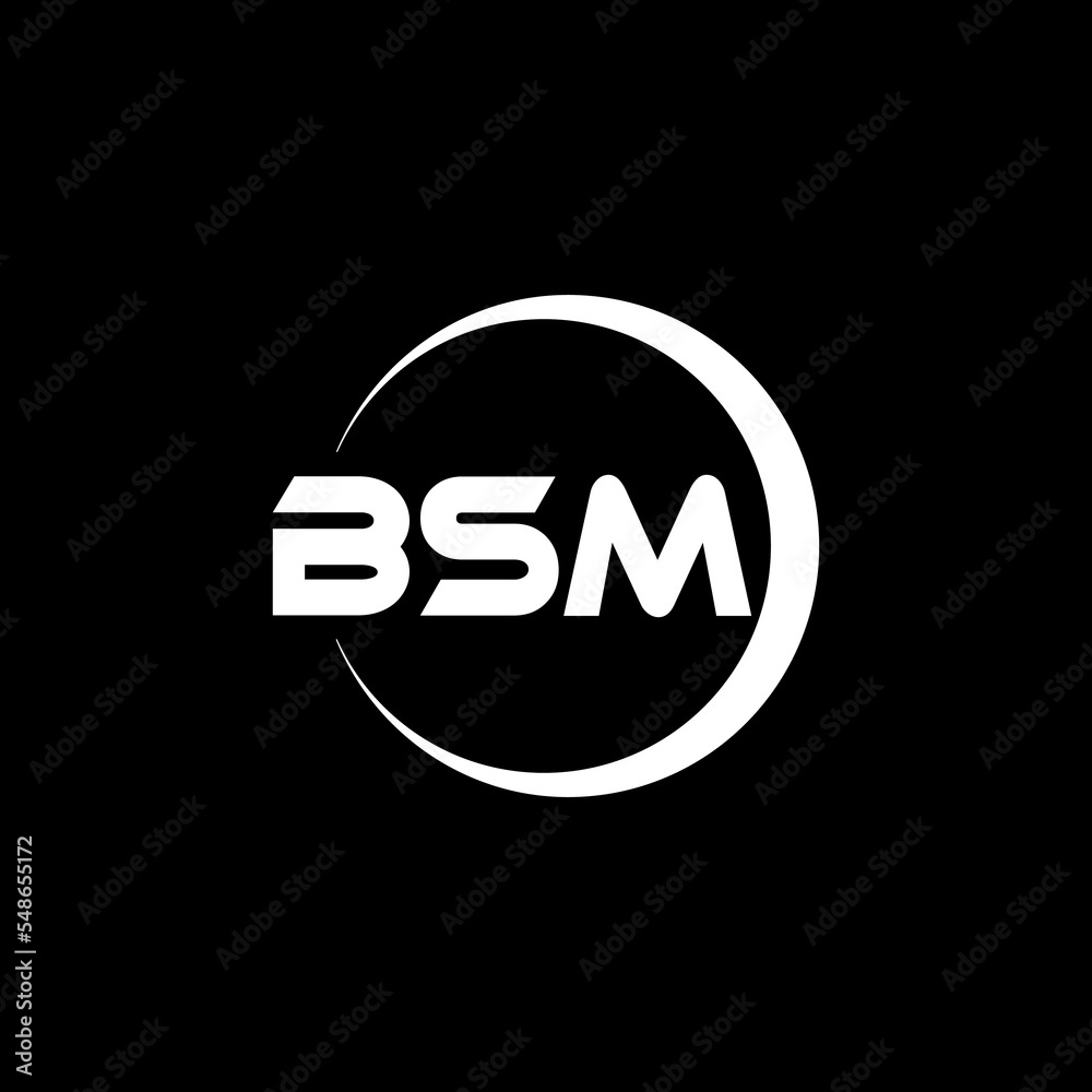 BSM letter logo design with black background in illustrator, cube logo ...