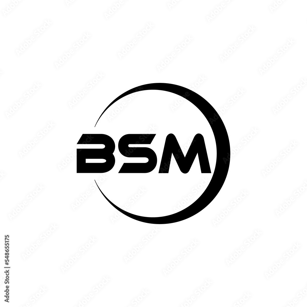 BSM letter logo design with white background in illustrator, cube logo ...
