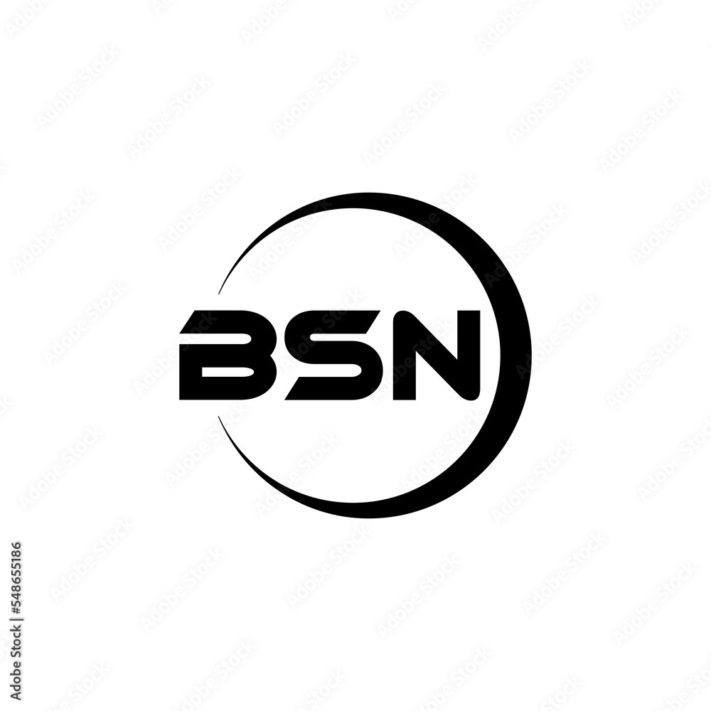 BSN letter logo design with white background in illustrator, cube logo ...