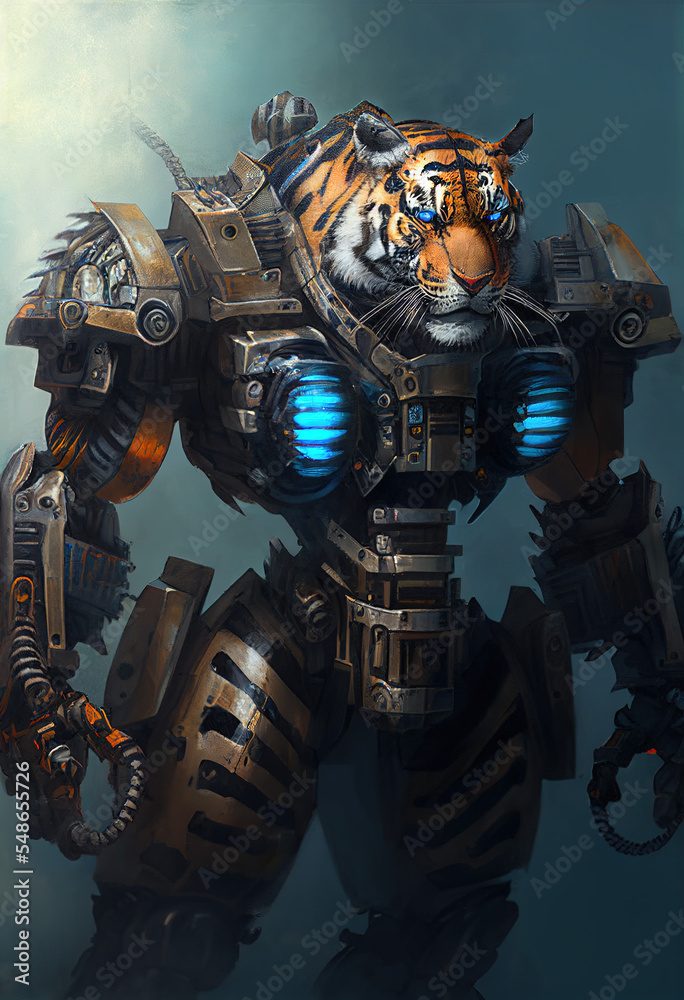 Bengal Tiger Mech-Warrior Stock Illustration | Adobe Stock