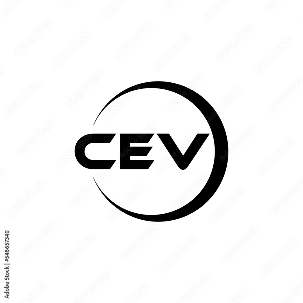 CEV letter logo design with black background in illustrator, cube logo ...