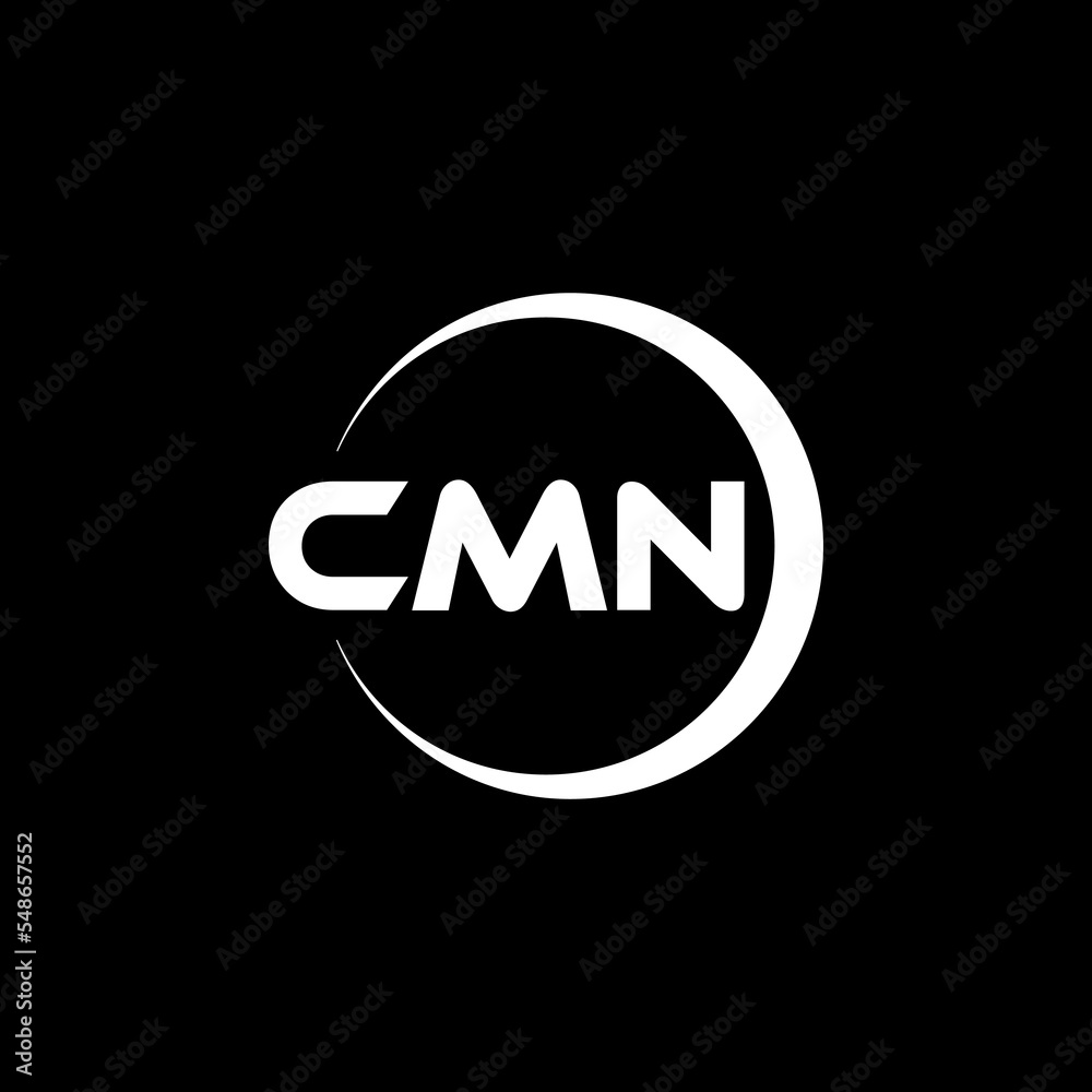CMN letter logo design with black background in illustrator, cube logo ...