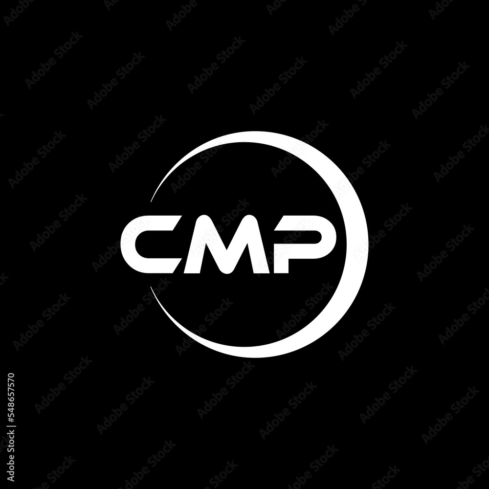 CMP letter logo design with black background in illustrator, cube logo ...