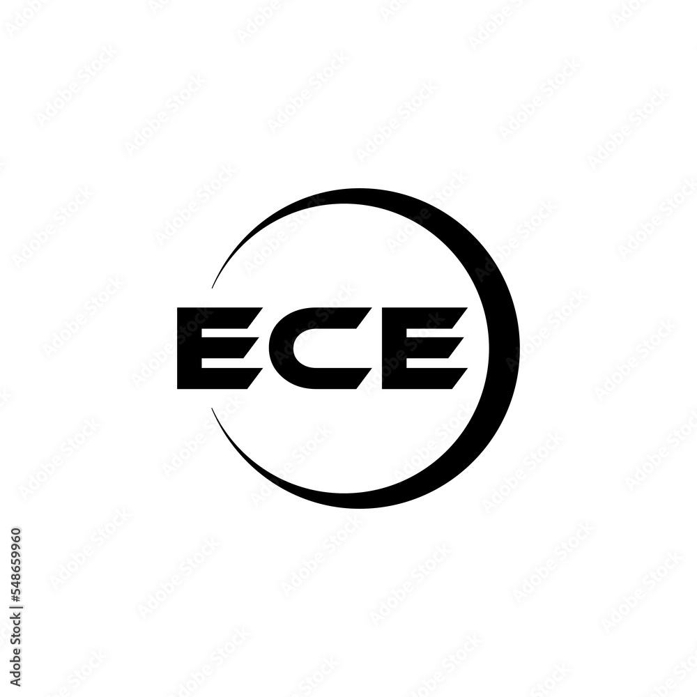 ECE letter logo design with white background in illustrator, cube logo ...