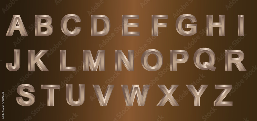 Poster Brown Metallic Alphabet Letters font, Elegant font – Wall Art ...