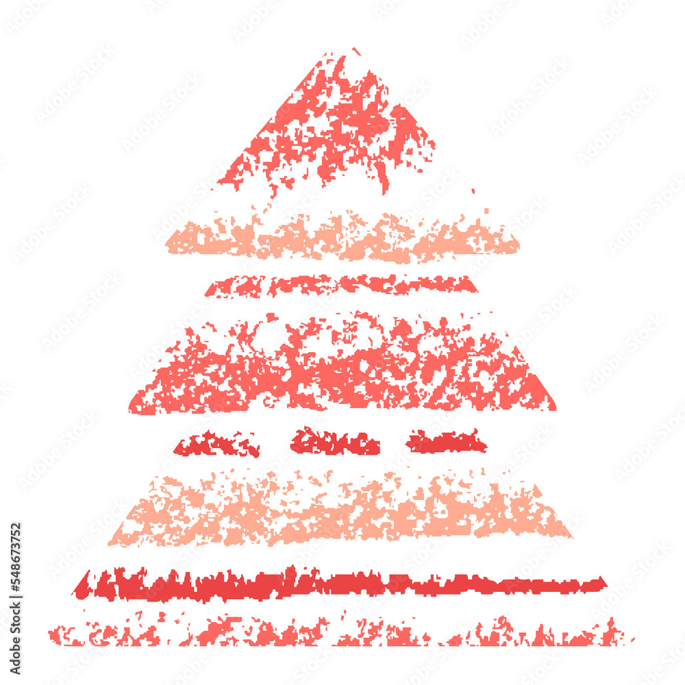 Christmas striped tree crayon hand drawing with stroke. Holyday shape ...