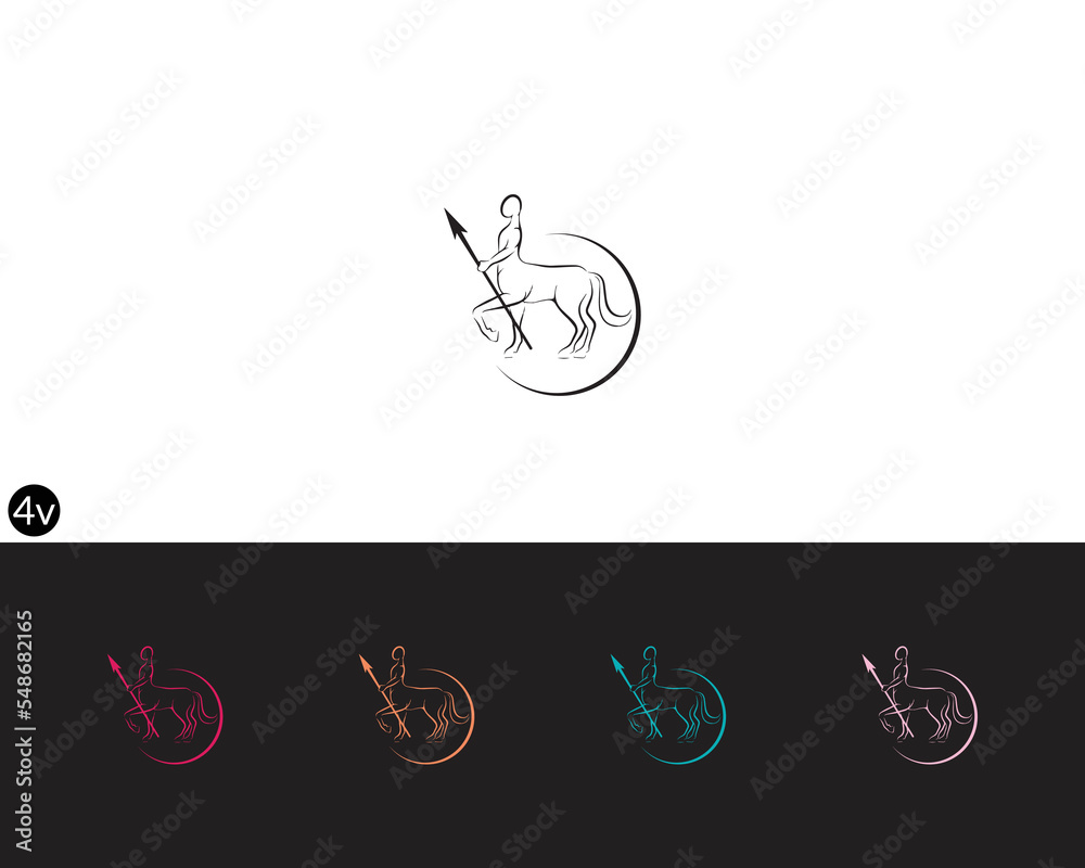 Centaur Archer, mythology creature, Sagitarius Zodiac Sign vector logo ...