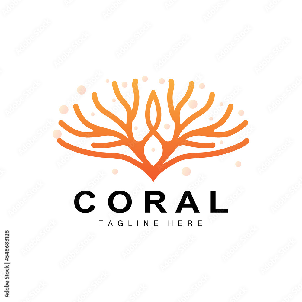 Coral Logo, Sea Plants Place Marine Animals, Ocean Vector, Seaweed ...