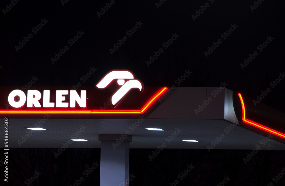 Poznan, Poland, March 2022: Sign of polish petrol company Orlen at ...