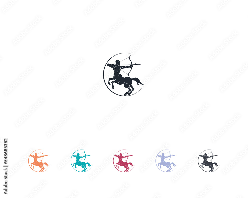 Centaur Archer, mythology creature, Sagitarius Zodiac Sign vector logo ...