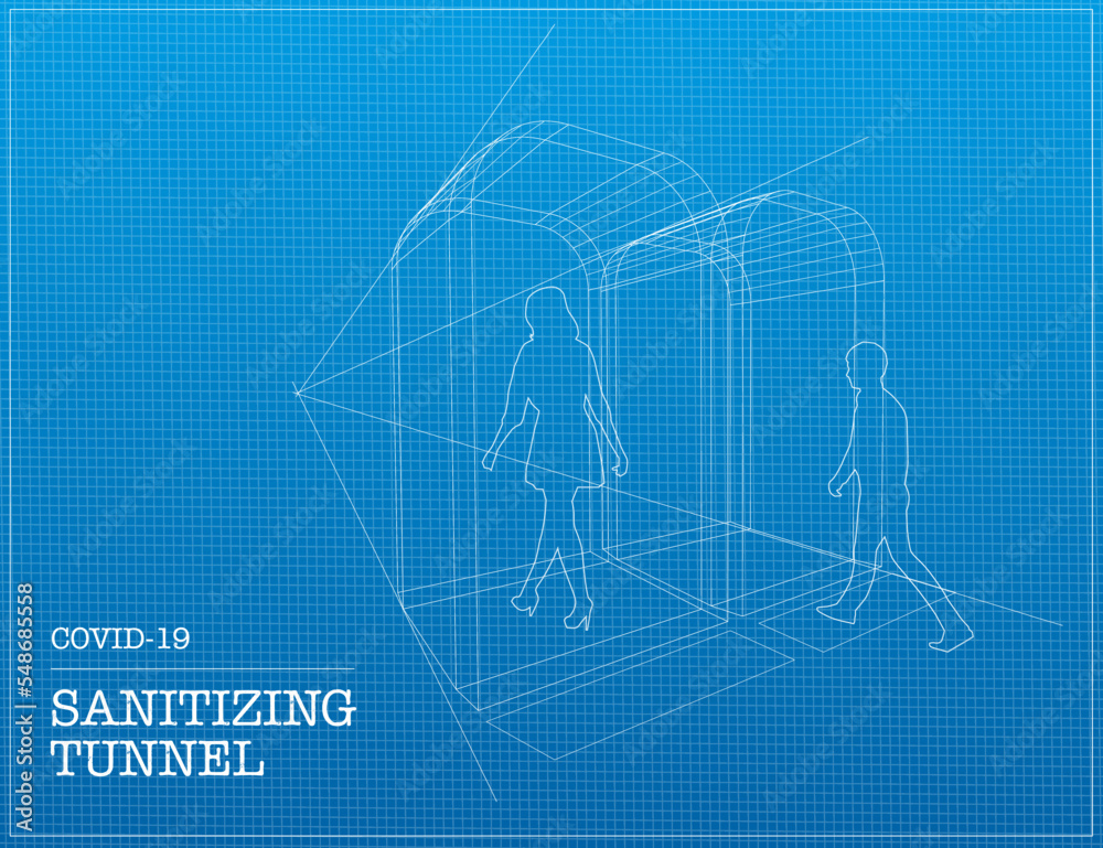 Covid 19 protection sanitizing gates blue print design and social ...