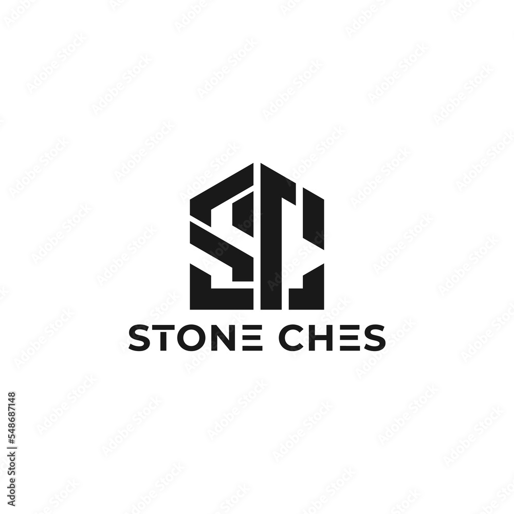 Abstract initial letter SC or CS logo in black color isolated in white ...