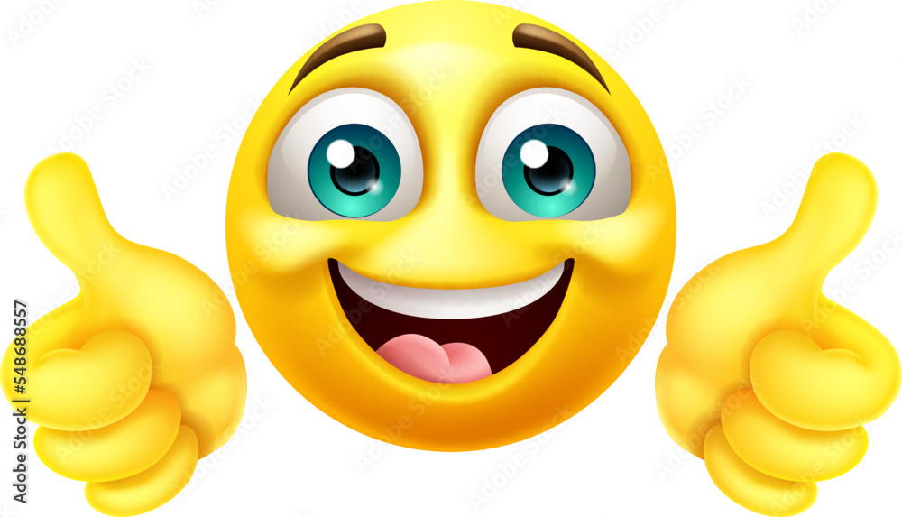 A thumbs up emoji emoticon face cartoon icon illustration Stock Vector | Adobe Stock