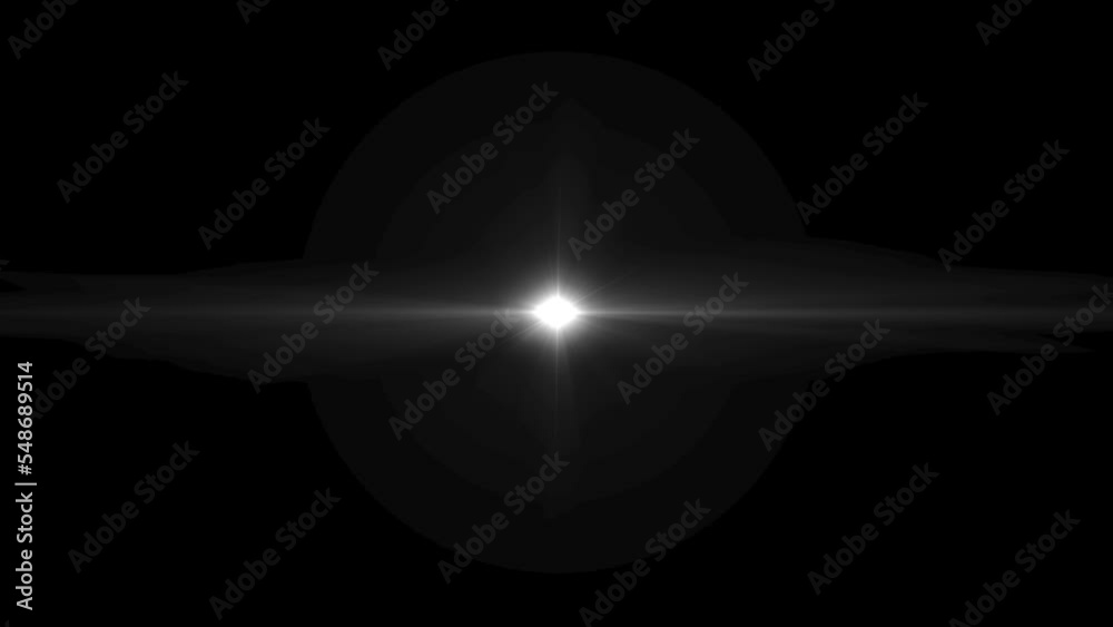 Optical Lens flare effect, 4K yellow on black background. Top left ...