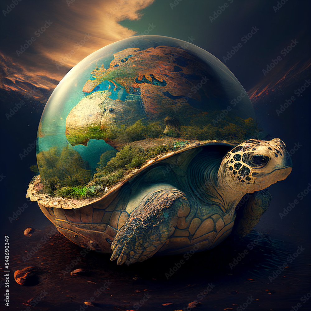 turtle carrying planet on his back Stock Illustration | Adobe Stock