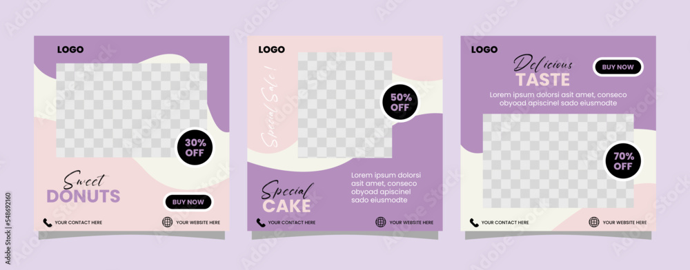 Sweet cake and dessert banner for social media post template design ...