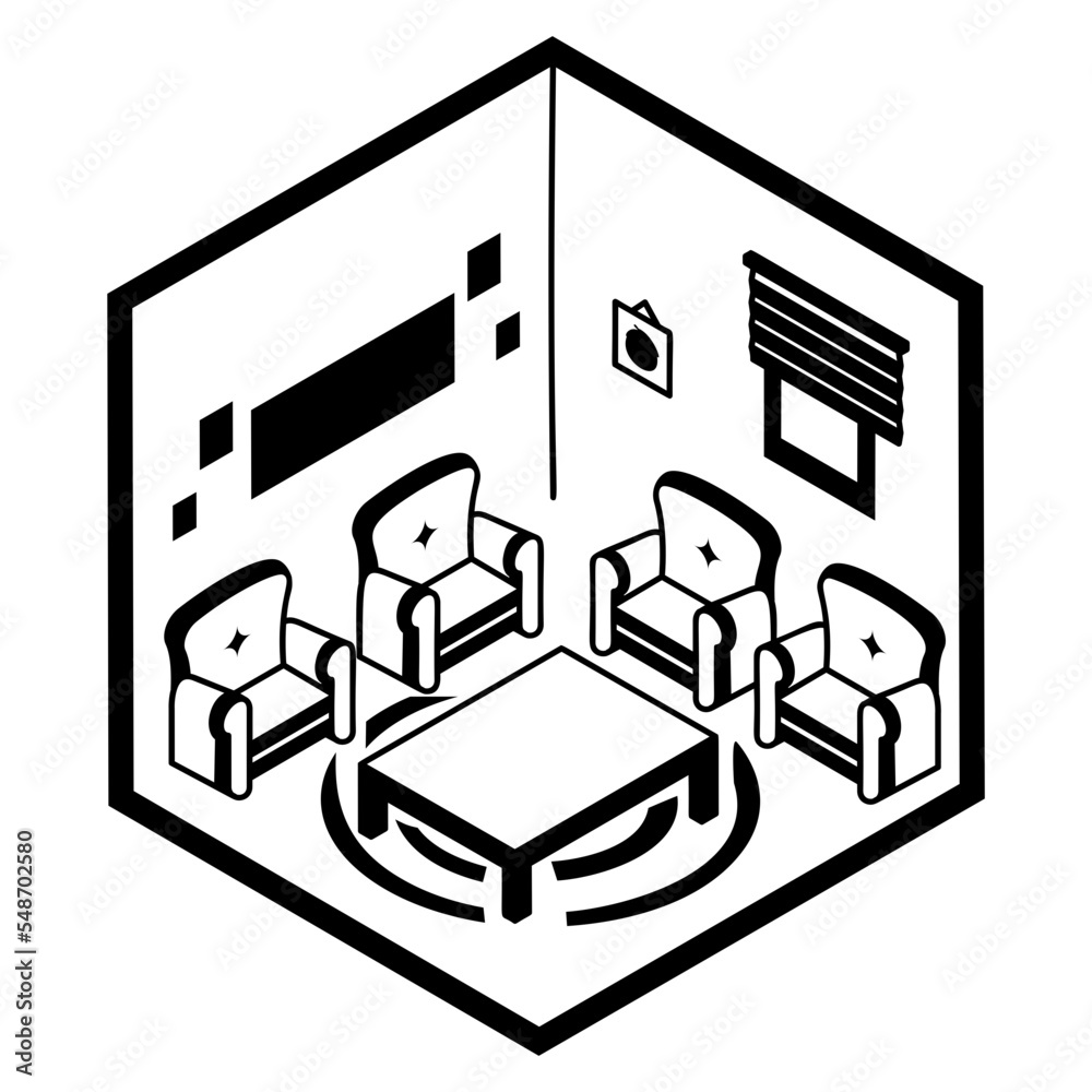 Common Sitting place vector isometric icon design, compact living space ... Common Sitting place vector isometric icon design, compact living space ...