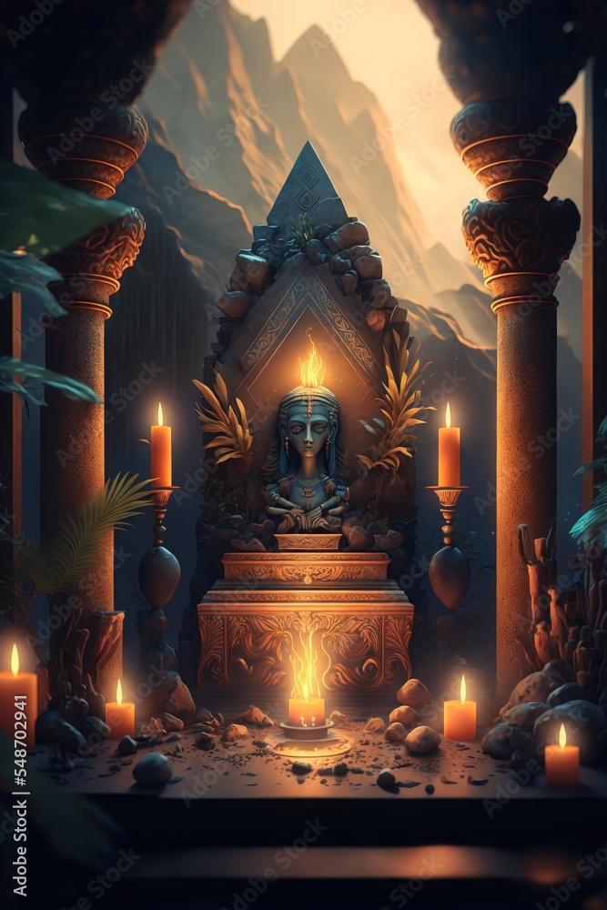 Altar inside Pyramid. Fantasy. Concept art. Stock Illustration | Adobe ...