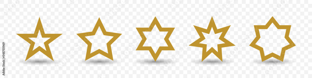 Stars. Star vector logo. Gold Stars with shadow, isolated. Star in ...
