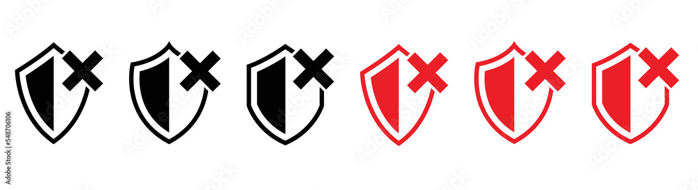 shield fail protect icon set. style your sign or symbol for app and web ...