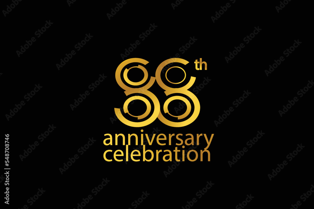 88 year anniversary celebration abstract style logotype. anniversary with gold color isolated on ...