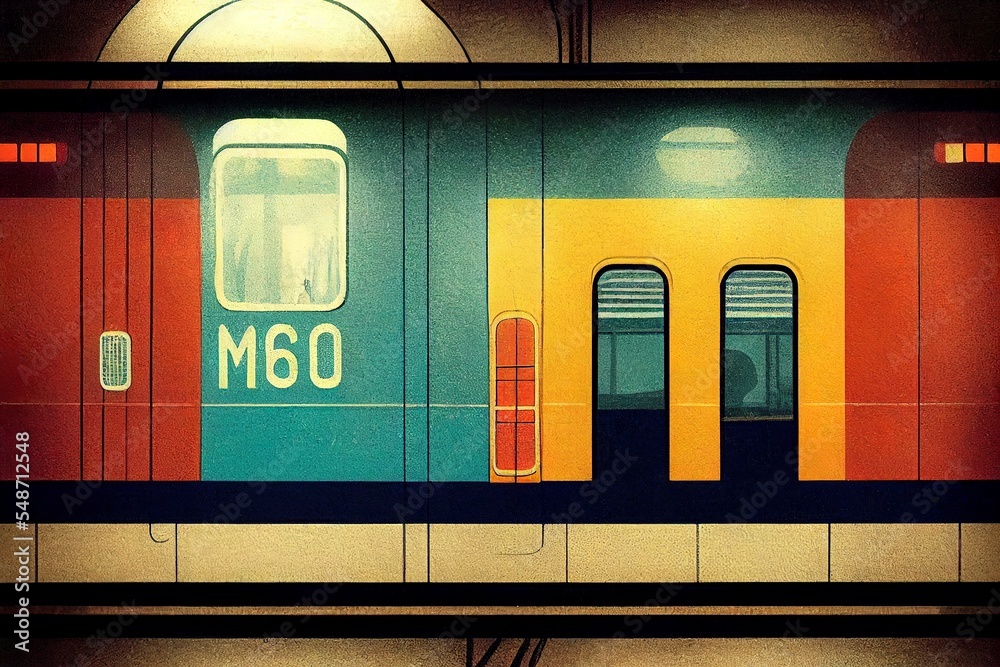 Metro car subway texture background with vivid vintage style color ...