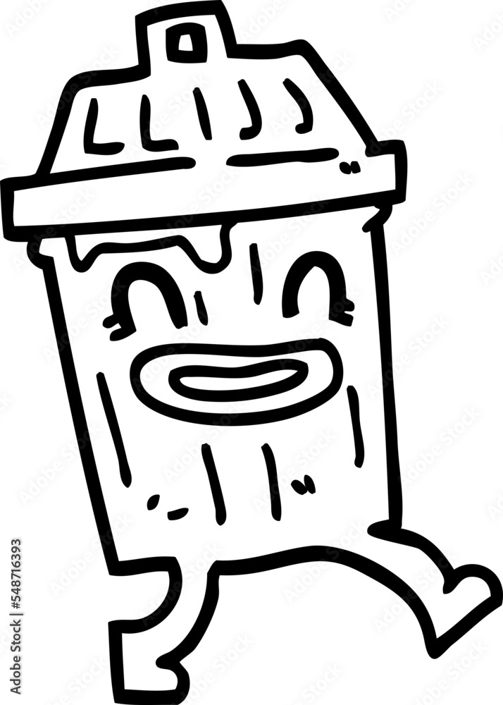 outline cartoon waste bin Stock Vector | Adobe Stock