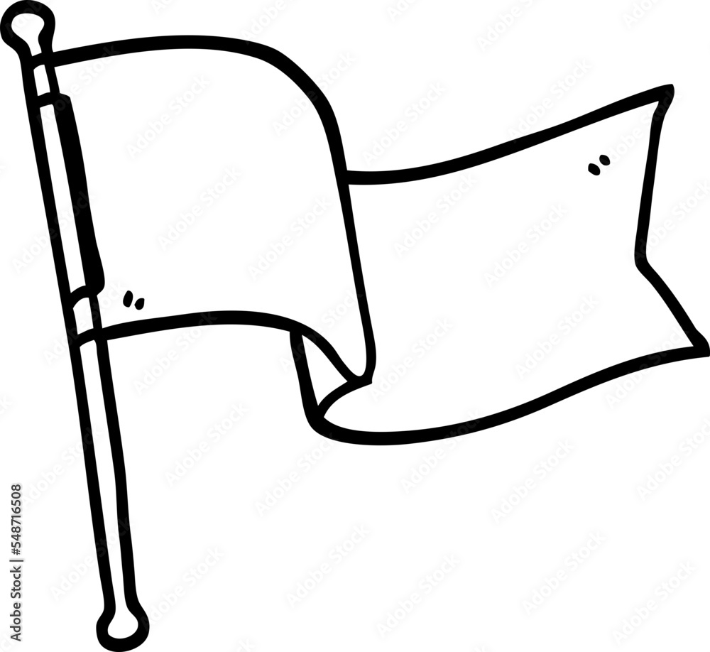 outline cartoon white flag waving Stock Vector | Adobe Stock