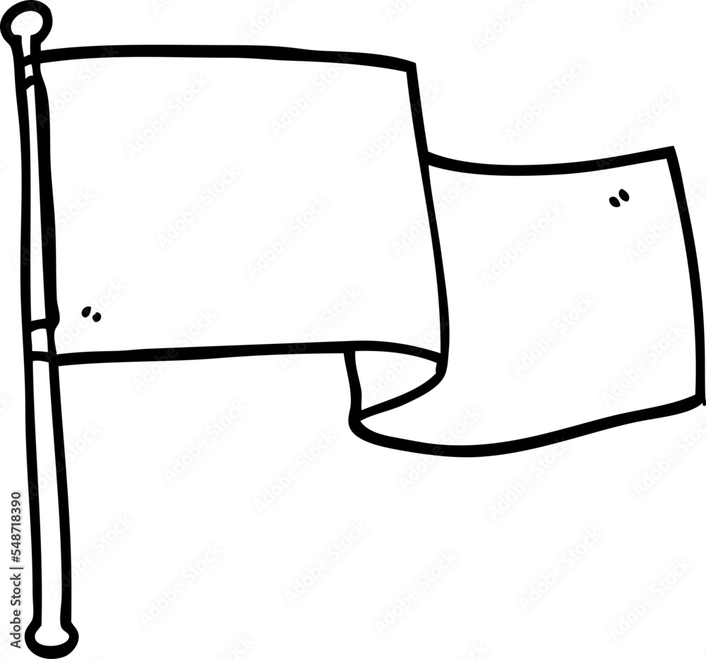 outline cartoon white flag waving Stock Vector | Adobe Stock