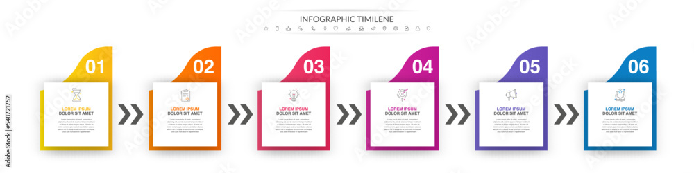 Grafika wektorowa Stock: Vector concept infographics with 6 squares and ...