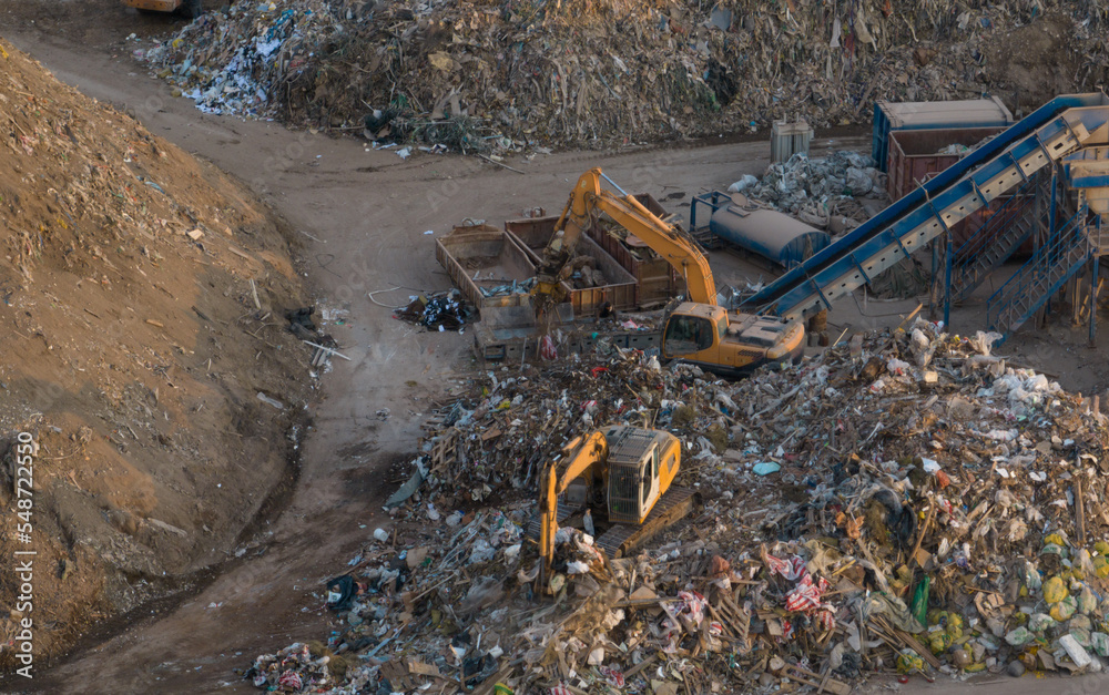 Landfill with Construction waste (CDW). Trash disposal for recycling ...