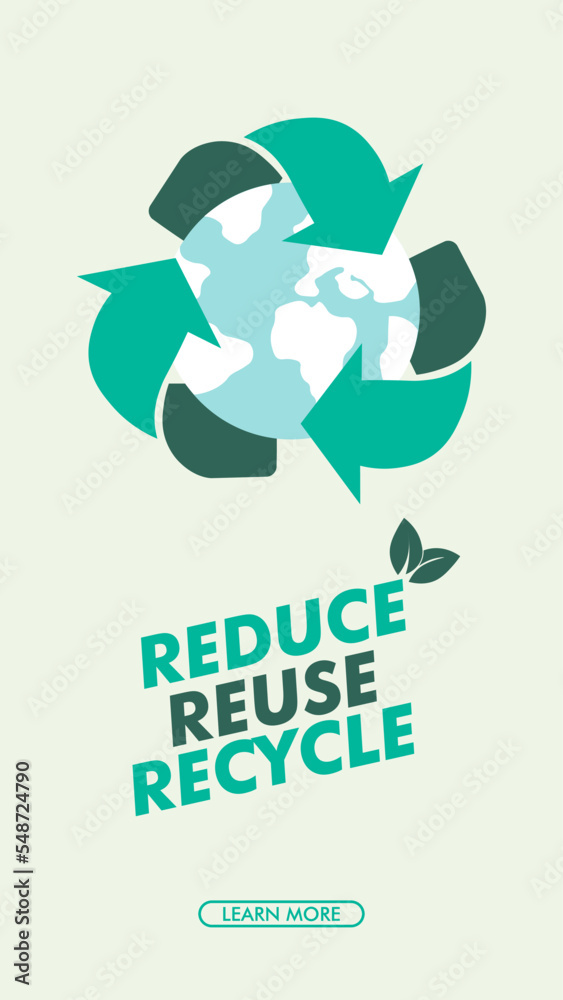 reduce, reuse, recycle design banner background, go green banner, earth ...