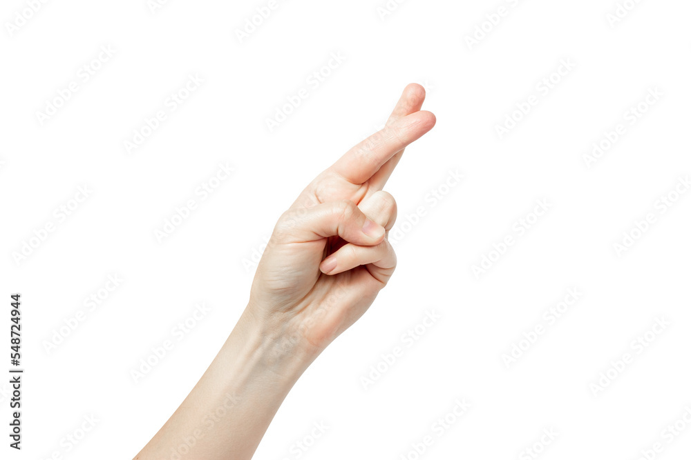 Crossed Fingers - hand gesture. Crossed fingers isolated on white Stock ...